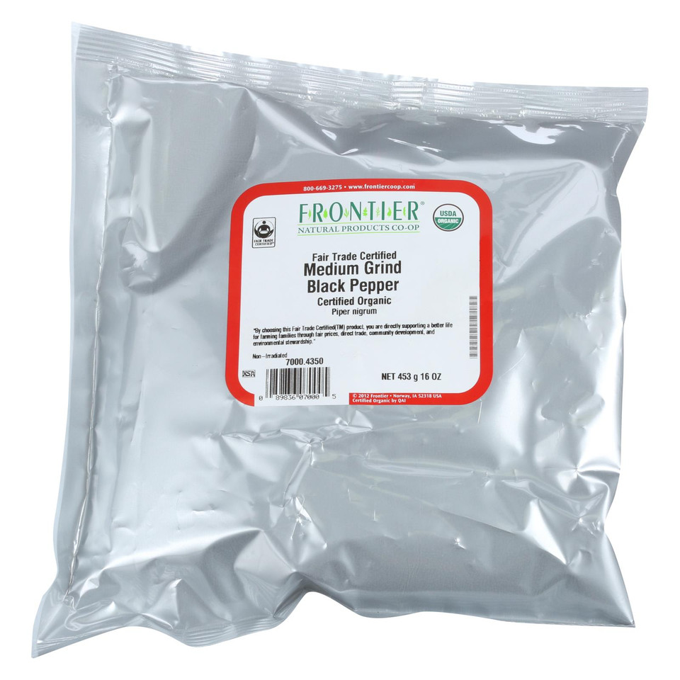 Frontier Herb Pepper - Organic - Black - Medium Grind - 1.80 Oz