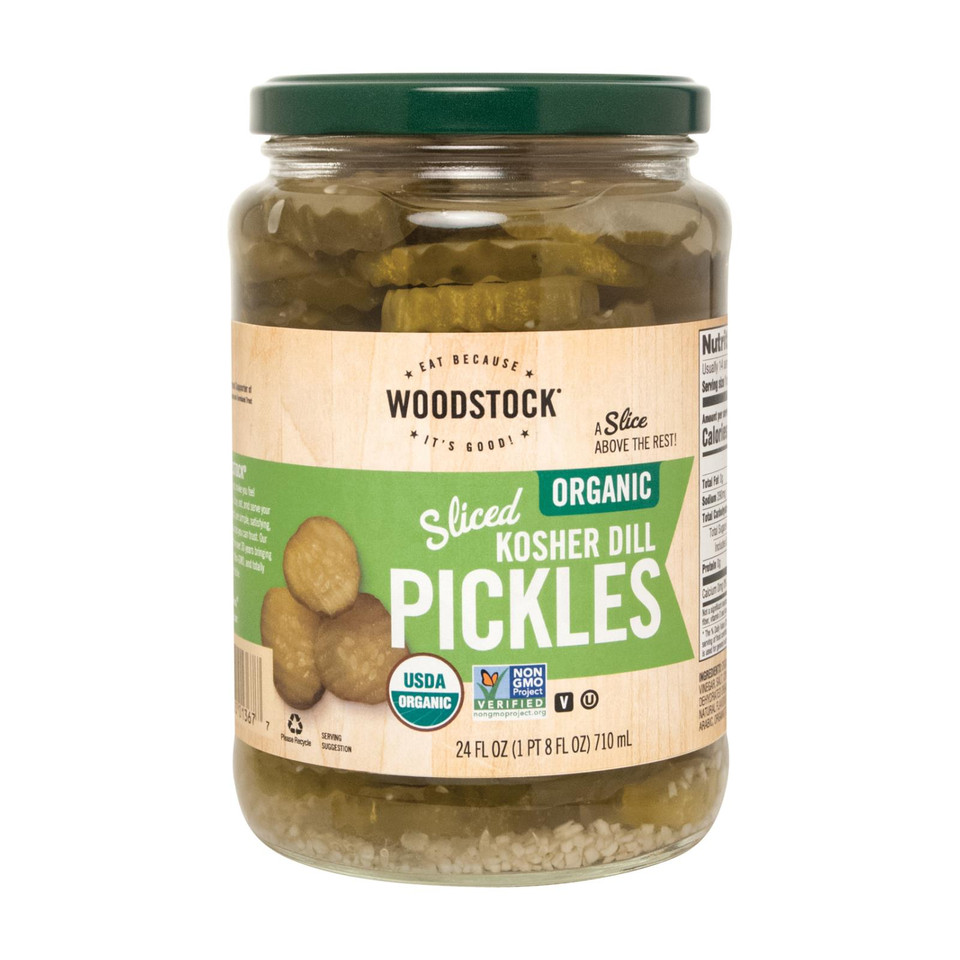 Woodstock Organic Pickles - Kosher Dill - Sliced - Case Of 6 - 24 Oz.