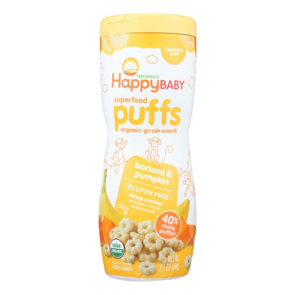 Happy Bites Organic Puffs Finger Food For Babies - Strawberry Puffs ...