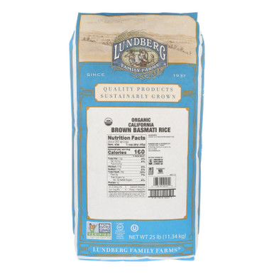 Lundberg Family Farms Organic Rice - Brown Basmati - 25 Pound Bag
