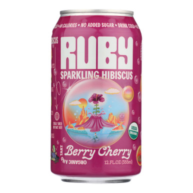 Ruby Hibiscus - Sparkling Hibiscus Organic Berry Cherry - Case Of 12-12 Fluid Ounces - Pure ...