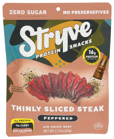 Stryve Protein Snacks Jerky Biltong Peppered - Case of 12 - 2.250 OZ ...