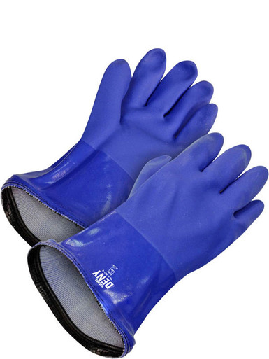 Coated PVC Triple Coated Gauntlet Blue Beaded Cuff | Bob Dale Gloves