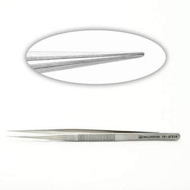 Jewelers Forceps 18Cm Flat Handle .3Mm Tip | 18-JF318 - Millennium Surgical