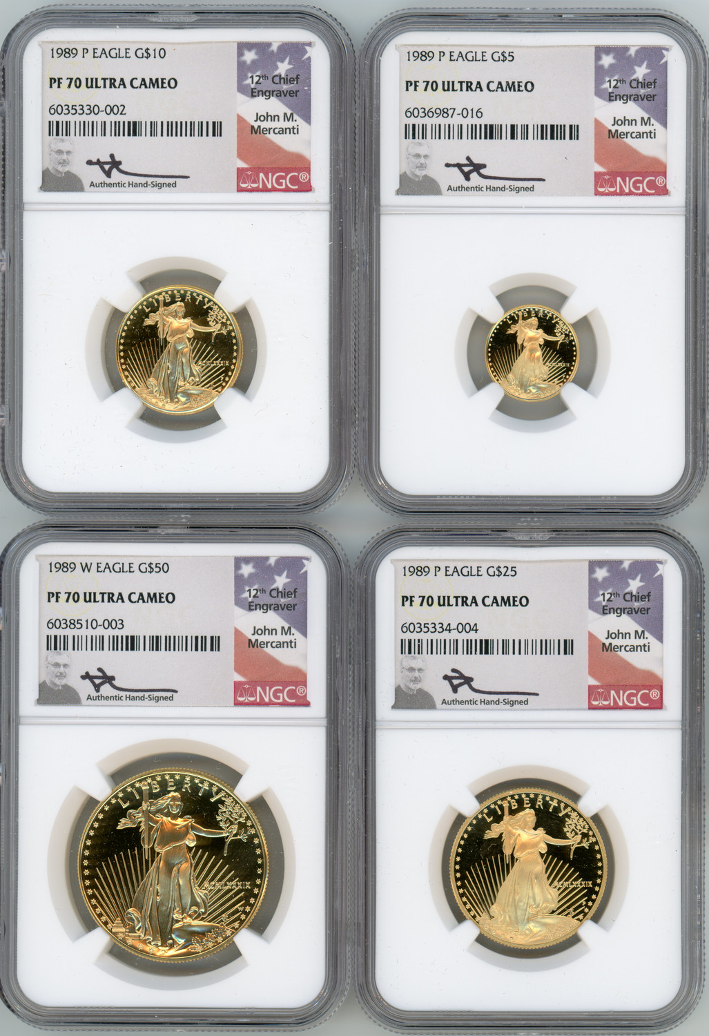 1989-P American Gold Eagle Proof 4-Coin Year Set NGC PF70 Mercanti ...