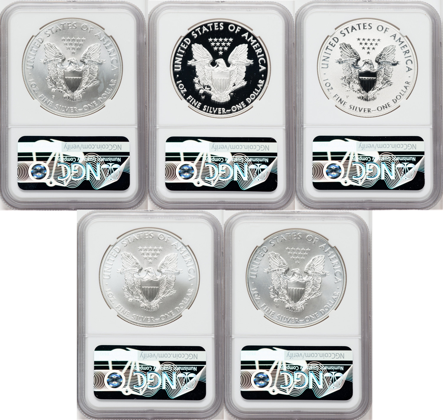2011 Silver Eagle 5-Coin Set NCG PF70/MS70 Ron Harrigal | LCR Coin