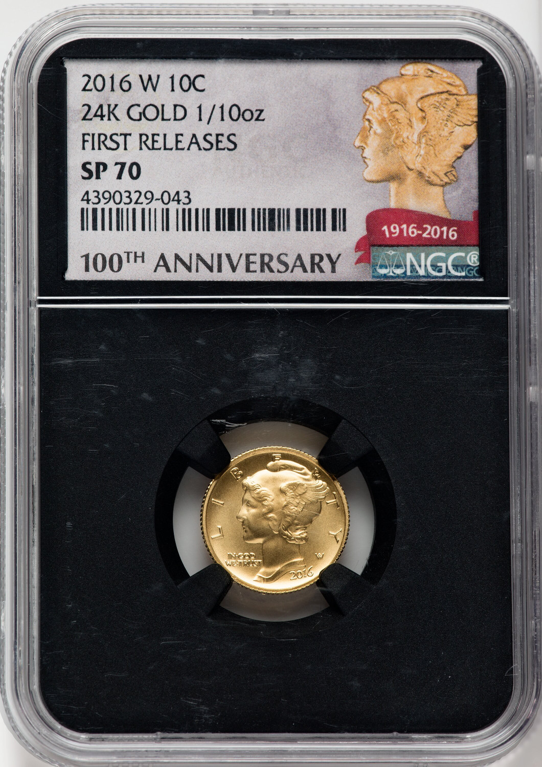 2016-W 10C Mercury Dime Gold 100th Anniversary NGC SP70 | LCR Coin