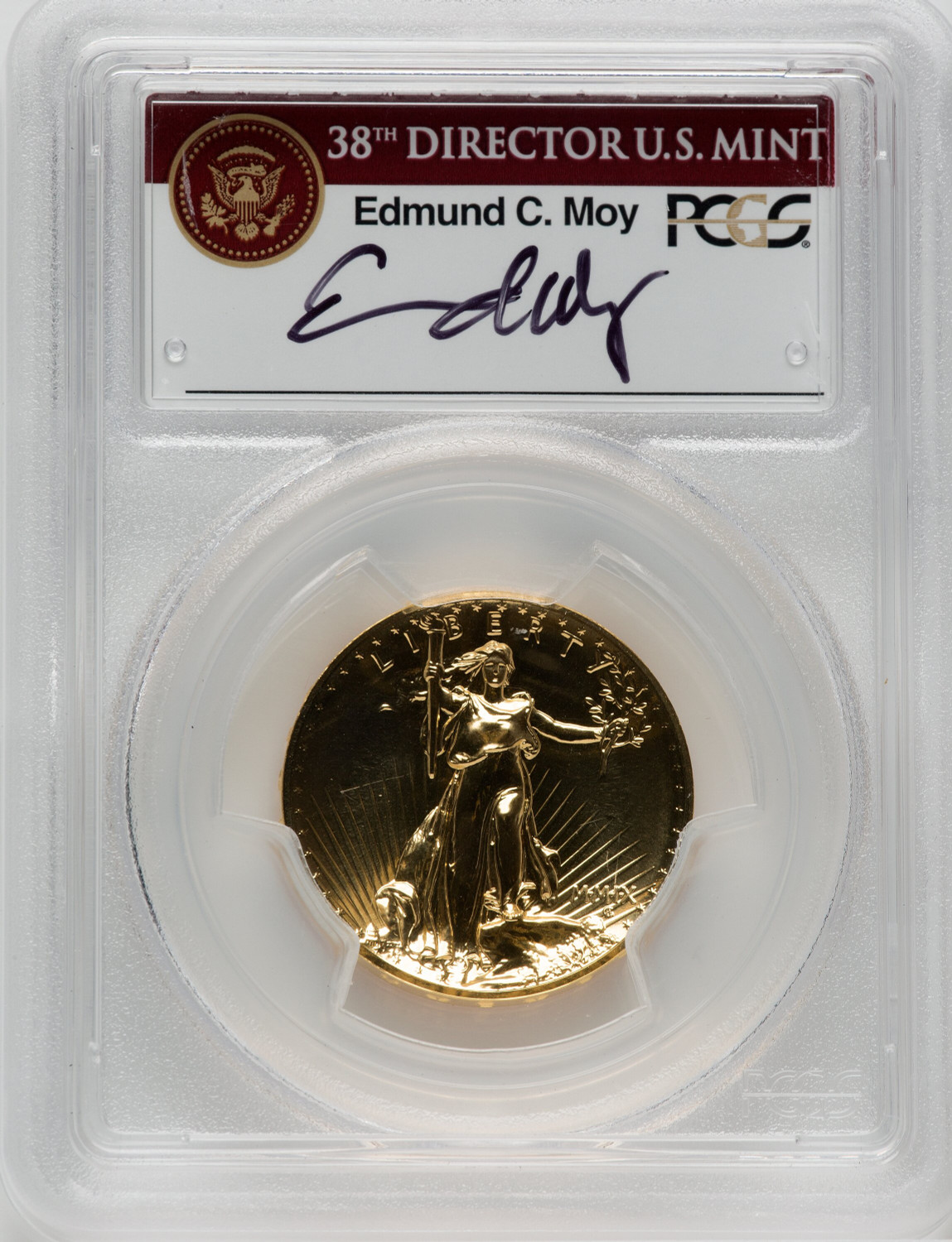 2009 $20 One-Ounce Gold Ultra High Relief Moy Signature PL PCGS MS70 ...