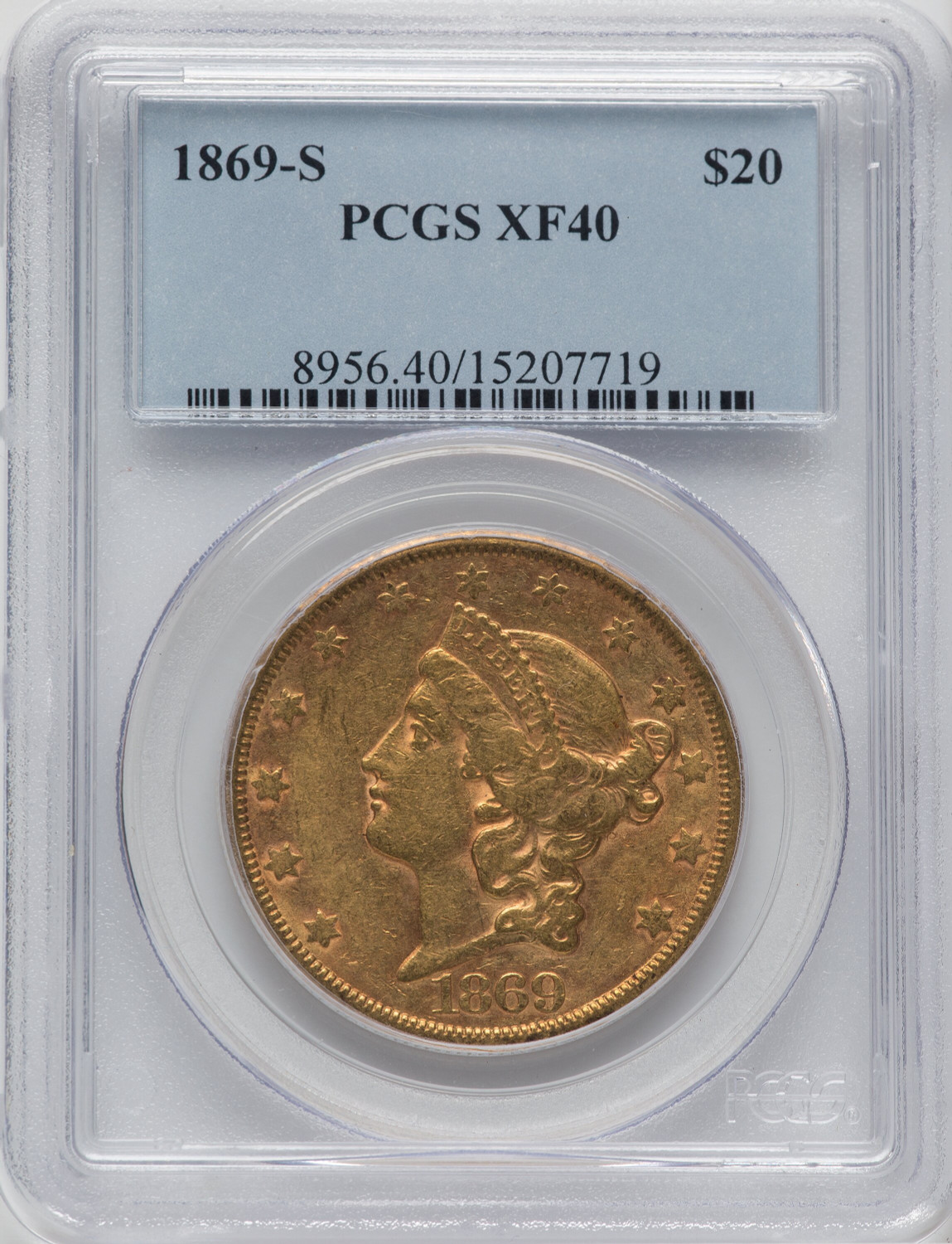 1869-S $20 Liberty Double Eagle PCGS XF40 - LCR Coin