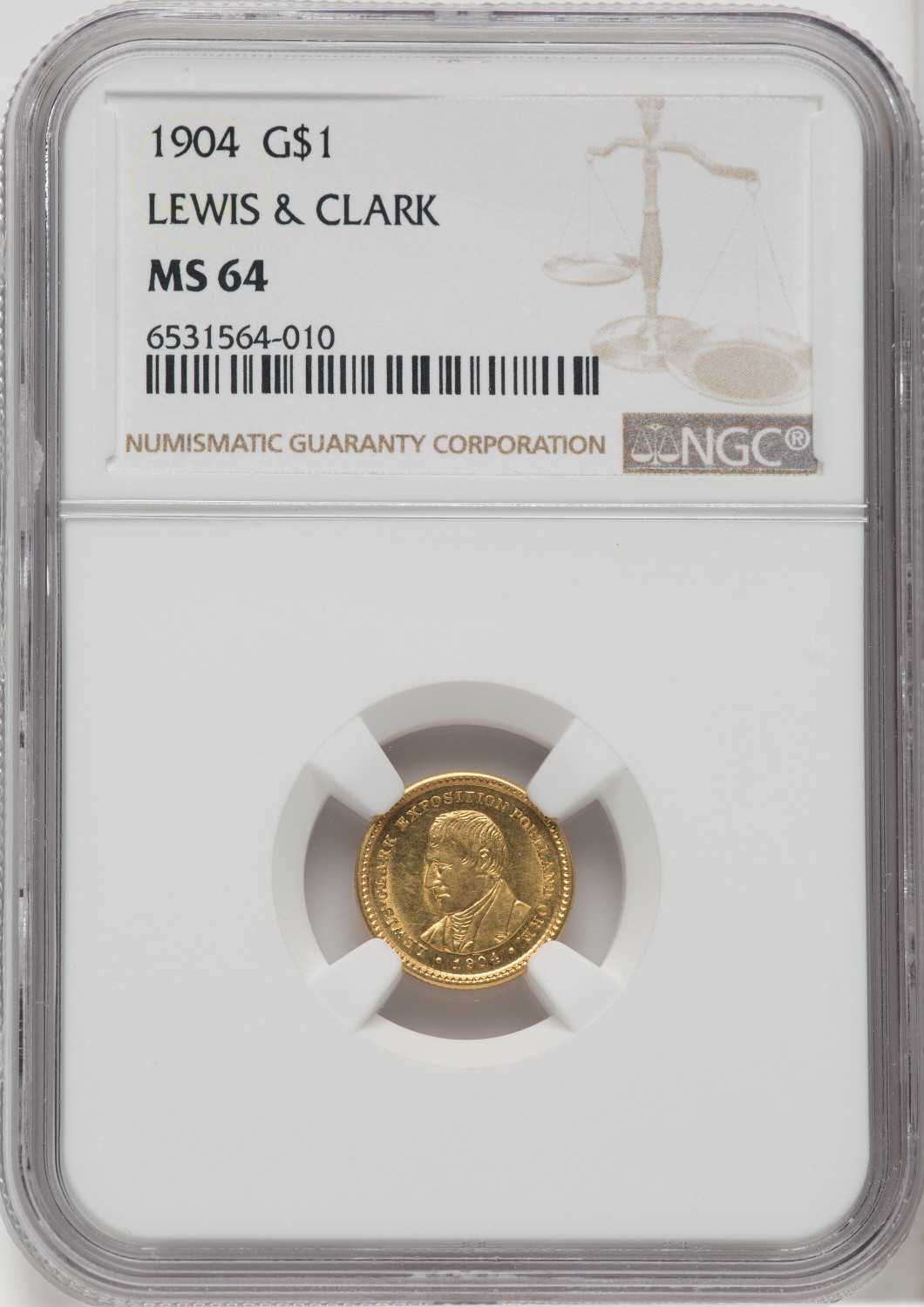 1904 G$1 Lewis and Clark Commemorative Gold NGC MS64 - LCR Coin
