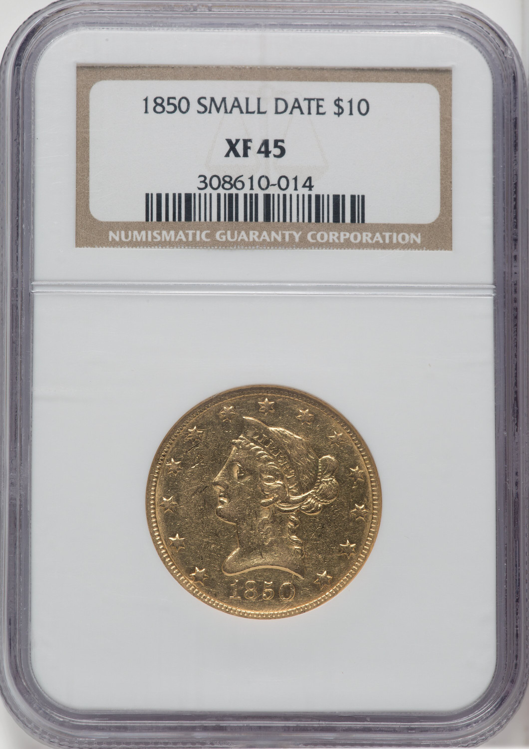 1850 $10 Small Date Liberty Eagle NGC XF45 - LCR Coin