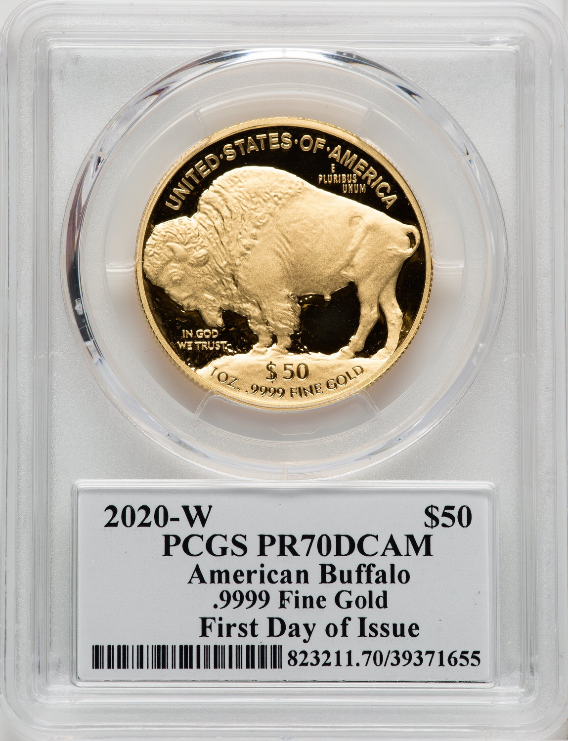 2020-W G$50 Gold Buffalo First Day of Issue Cleveland Minuteman DCAM ...