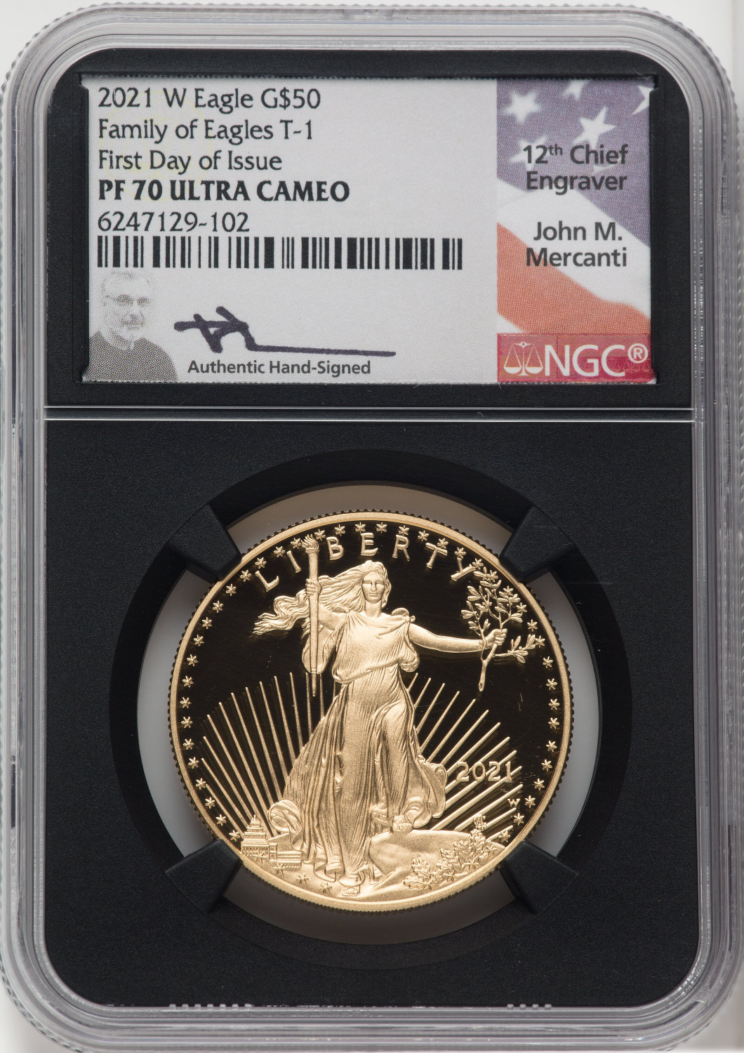 2021-W $50 One Ounce Gold Eagle Type One First Day of Issue NGC PF70 - LCR Coin