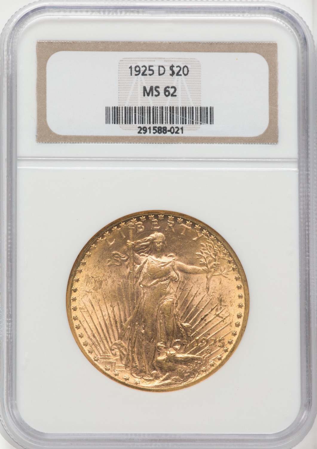 1925-D $20 Saint-Gaudens Double Eagle NGC MS62 - LCR Coin