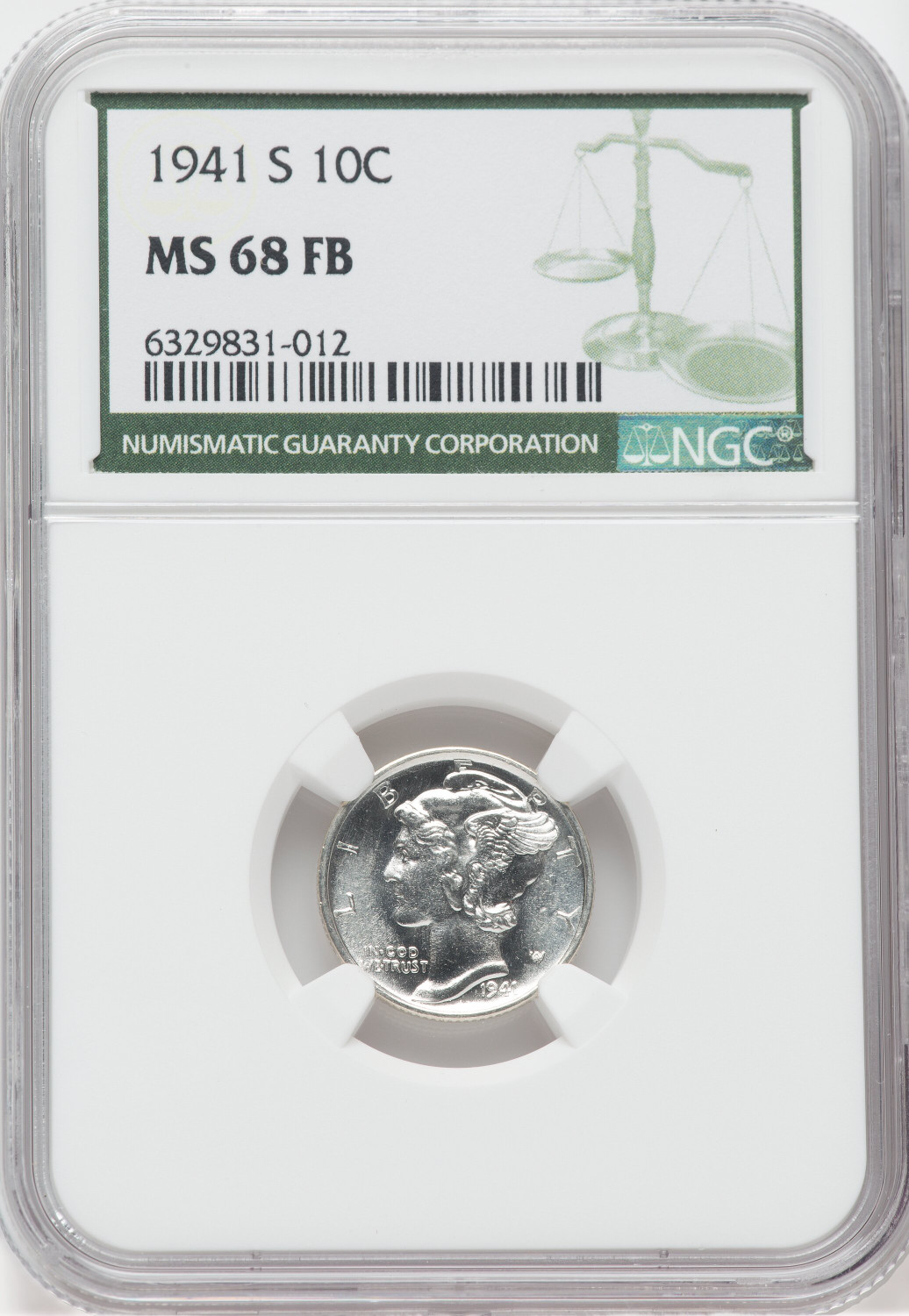 1941-S 10C FB Green Label Mercury Dime NGC MS68 - LCR Coin