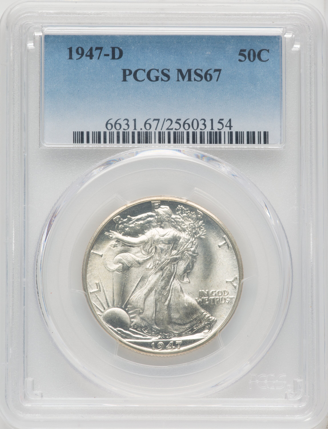 1947-D 50C Walking Liberty Half Dollar PCGS MS67 - LCR Coin