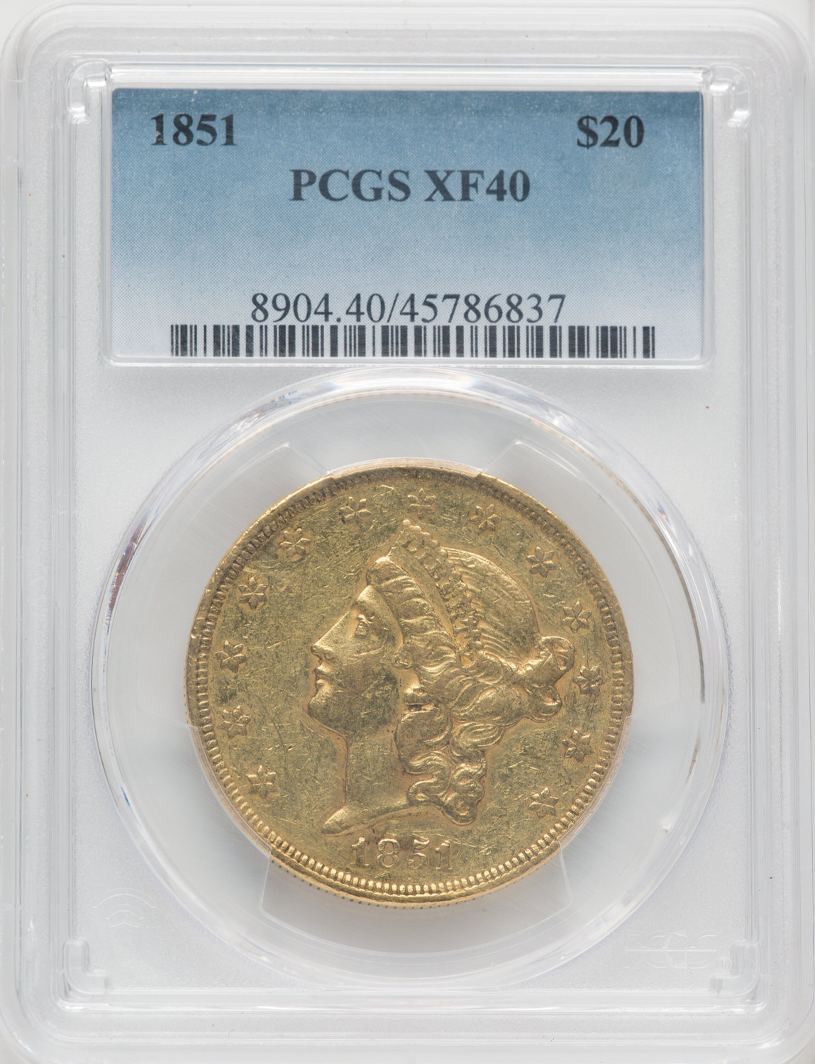 1851 $20 Liberty Double Eagle PCGS XF40 - LCR Coin