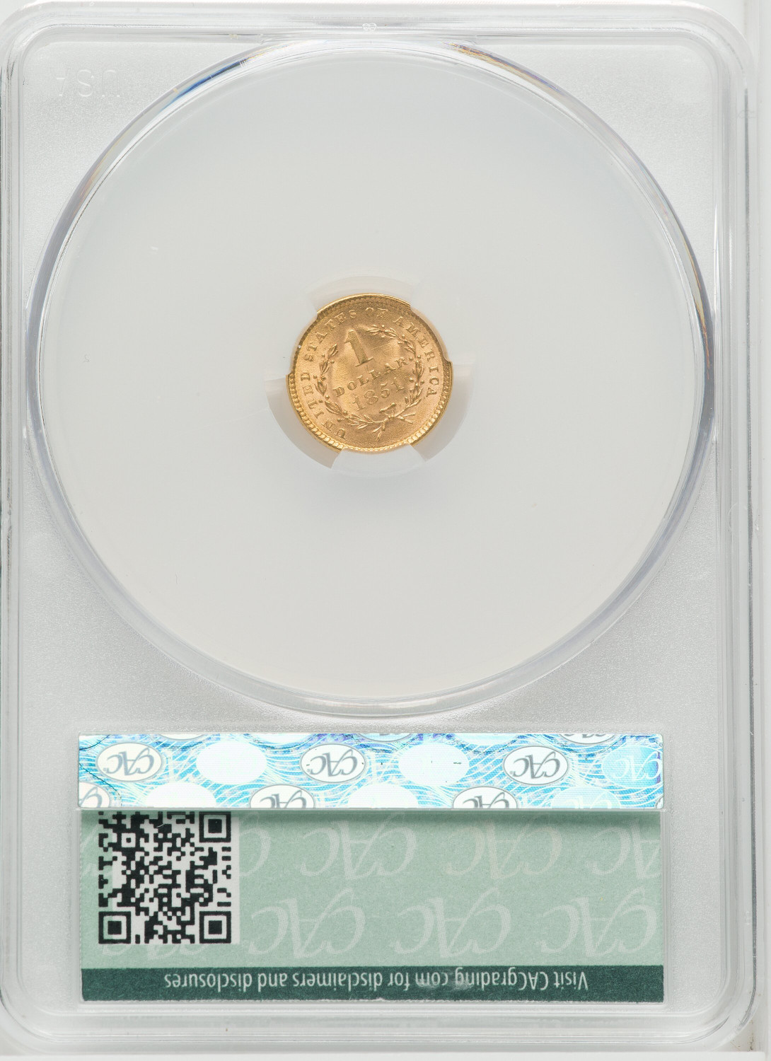 1851 G$1 Gold Dollar CACG MS65 - LCR Coin