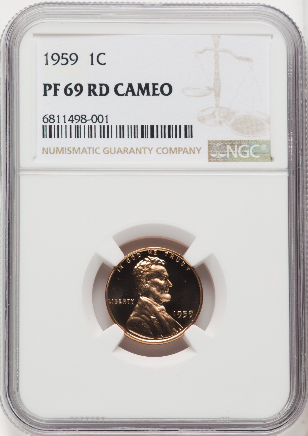 1959 1C CA Proof Lincoln Cent NGC PR69 - LCR Coin