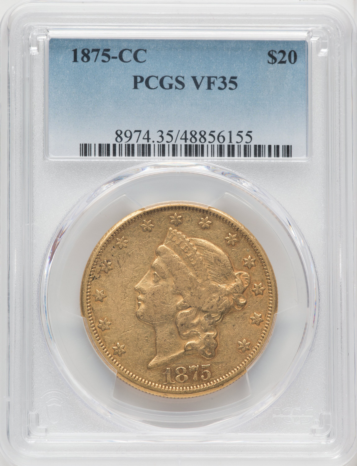 1875-CC $20 Liberty Double Eagle PCGS VF35 - LCR Coin