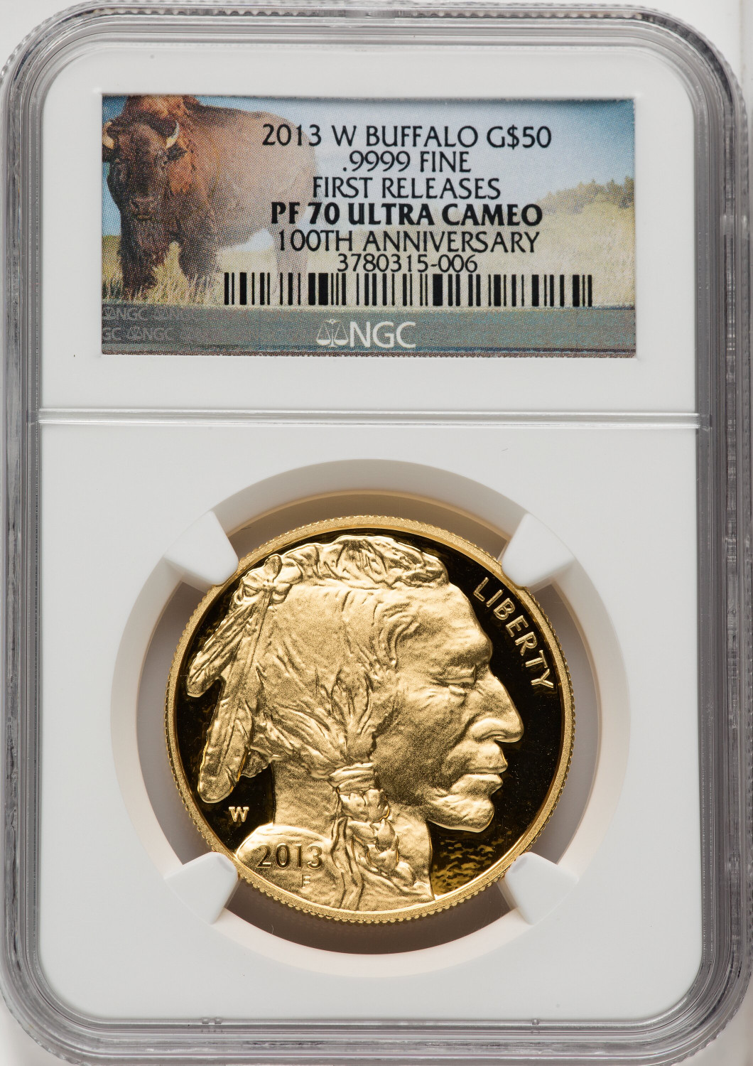 2013-W One-Ounce Gold Buffalo First Strike FR Bison Label NGC PF70 ...