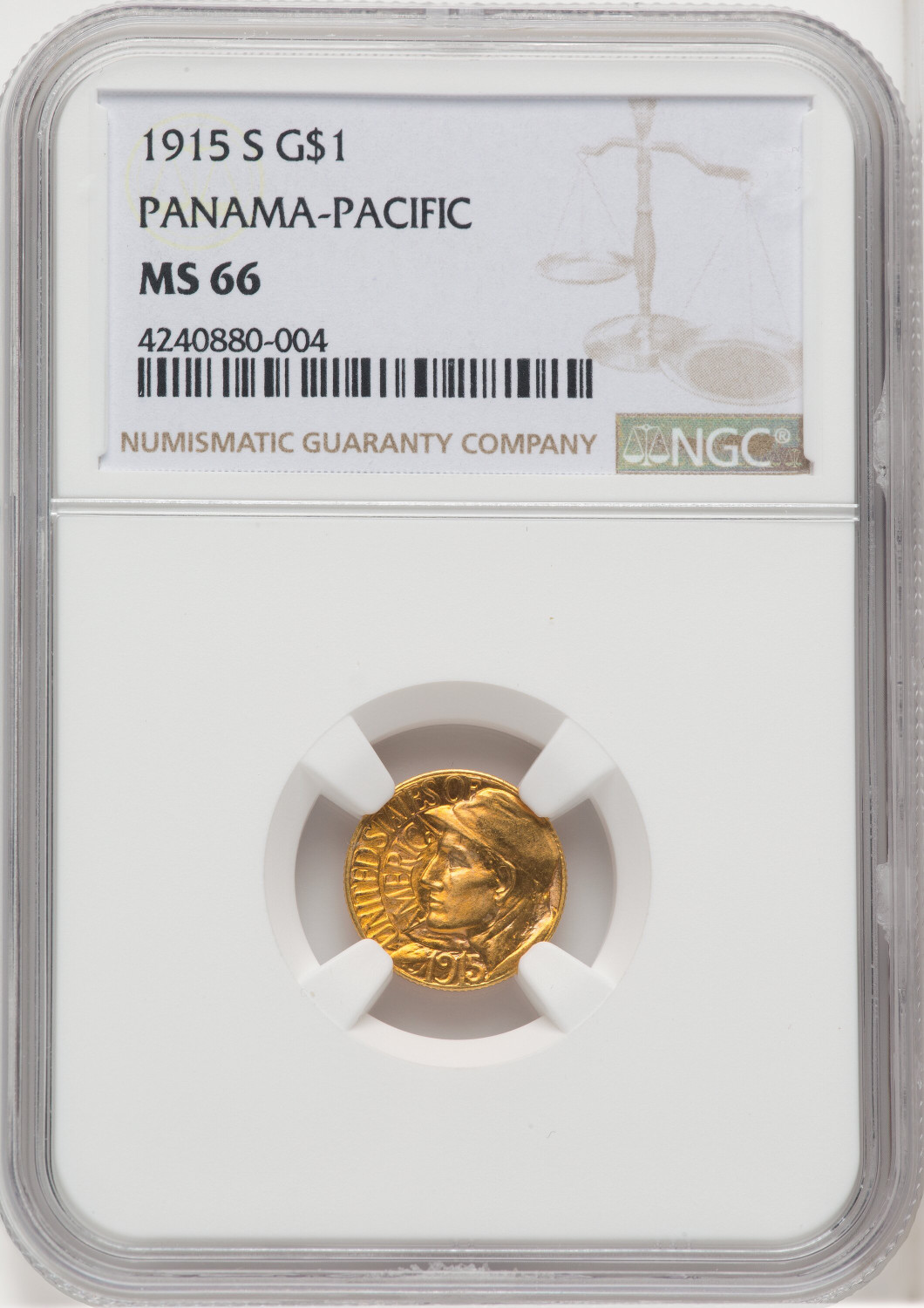 1915-S G$1 PAN-PAC Gold Dollar Commemorative Gold NGC MS66 - LCR Coin