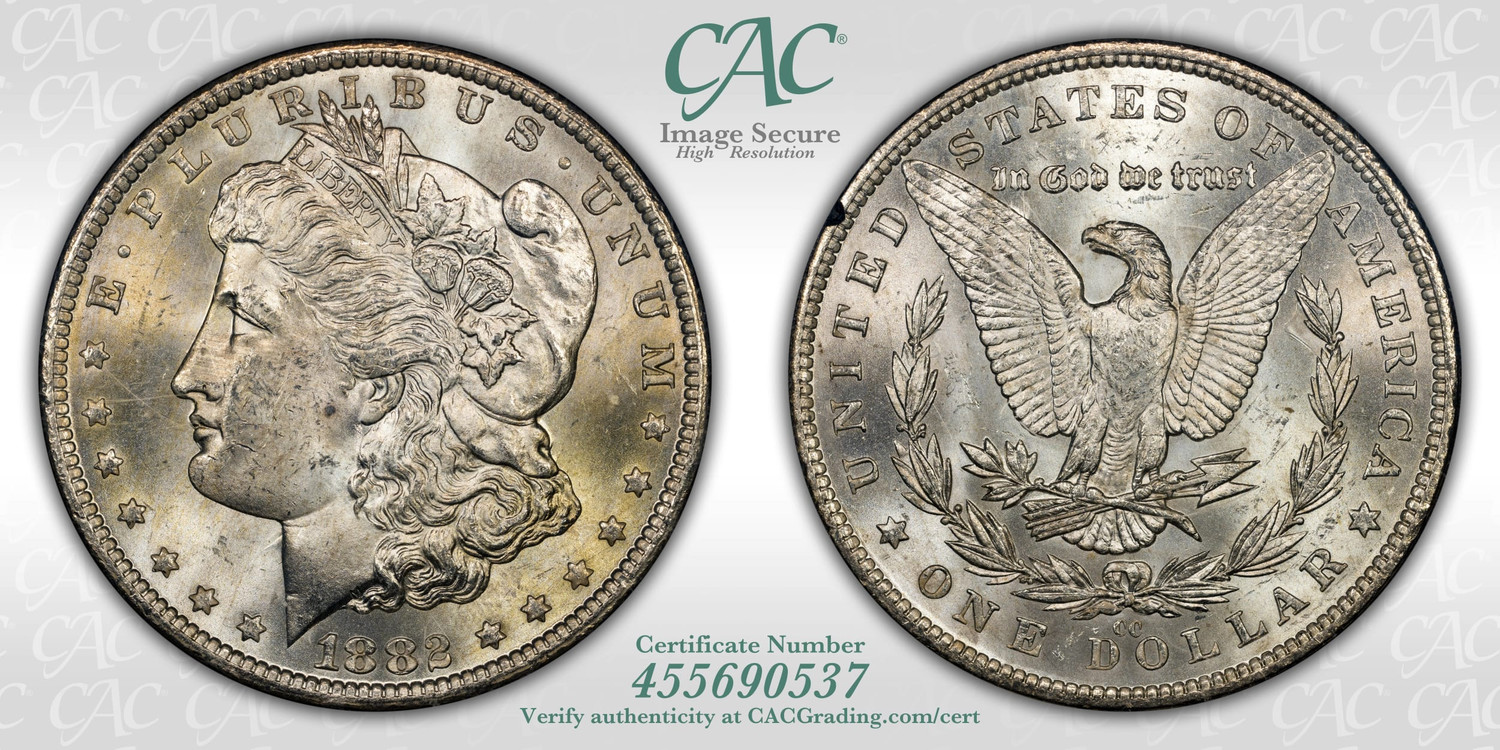 1882-CC $1 GSA Treasure Hoard Morgan Dollar CAC MS63 | LCR Coin