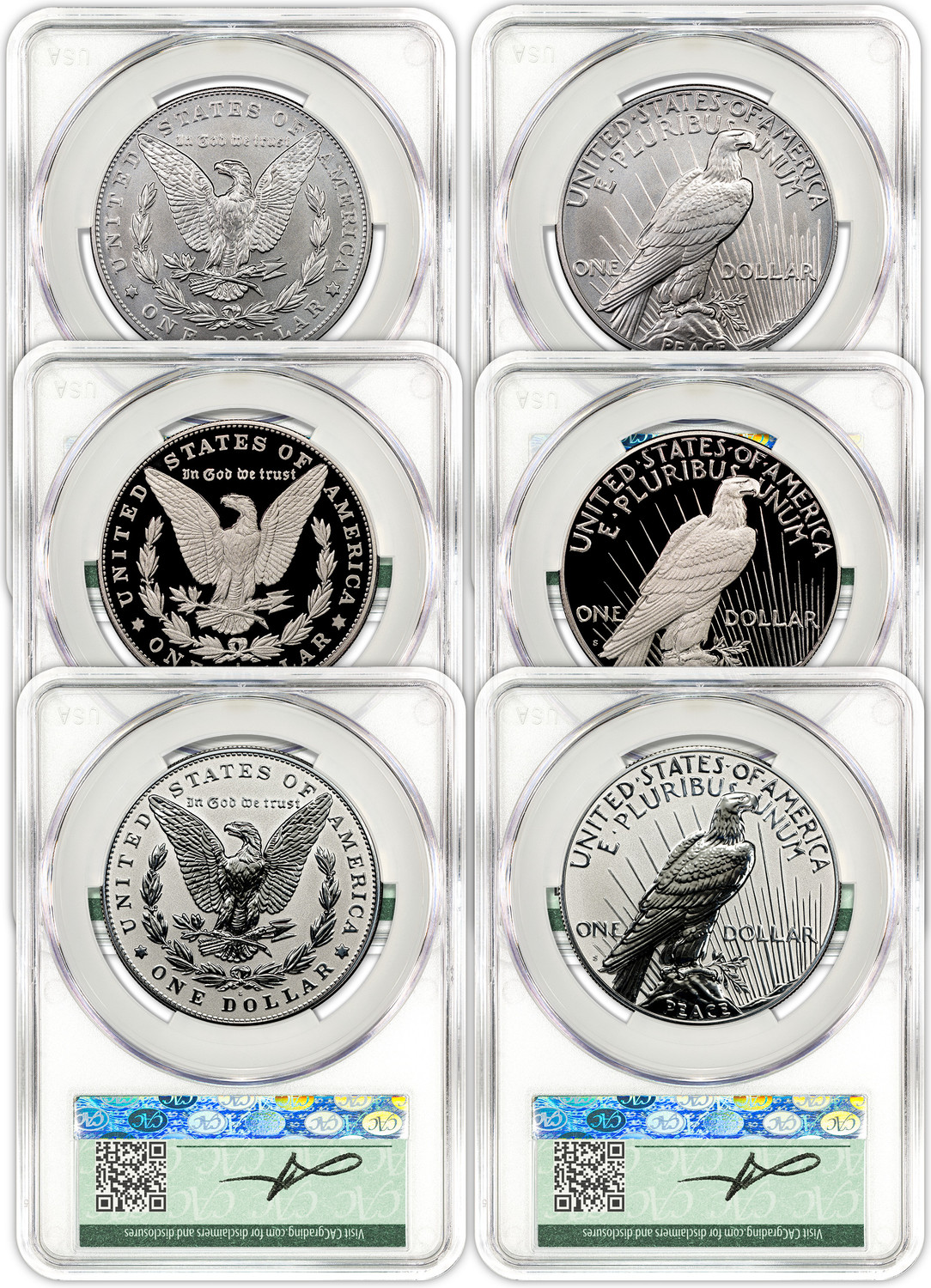 2024 Morgan Peace Silver Dollar Set AD CAC MS70 | LCR Coin