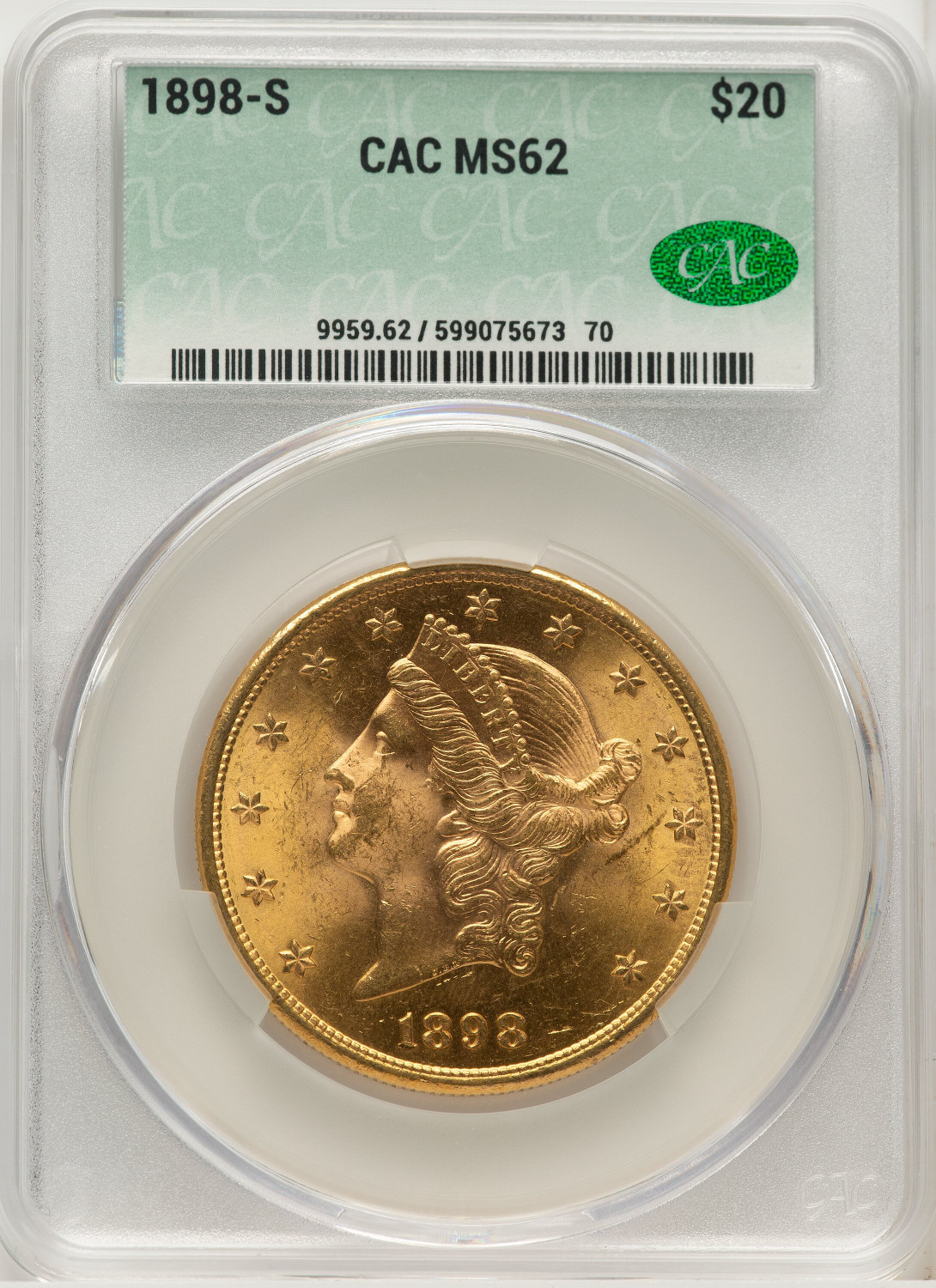1898-S $20 Liberty Double Eagle CACG MS62 (177169014) - LCR Coin