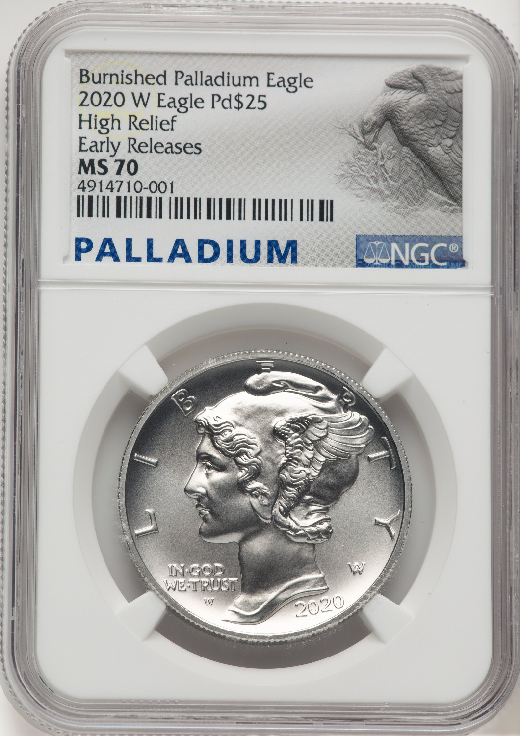 2020-W Palladium Eagle 1 oz Burnished ER Palladium Label NGC MS70 - LCR ...