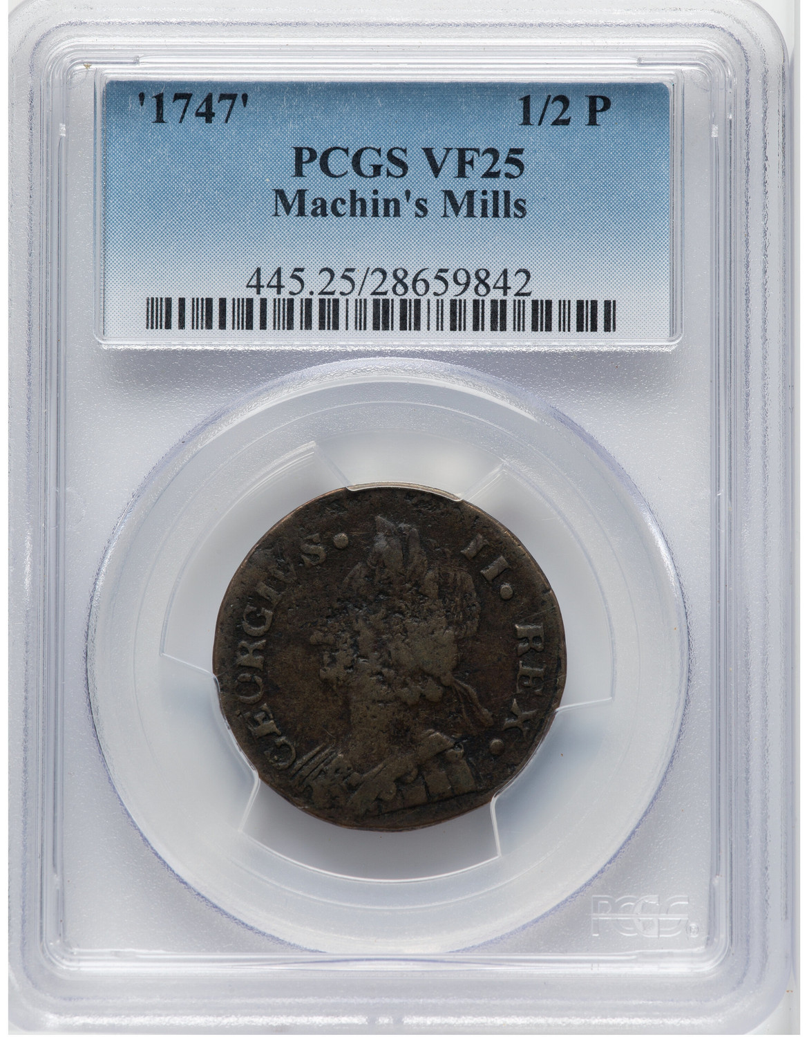 1747 Machin's Mills Halfpenny BN Colonials PCGS VF25 - LCR Coin