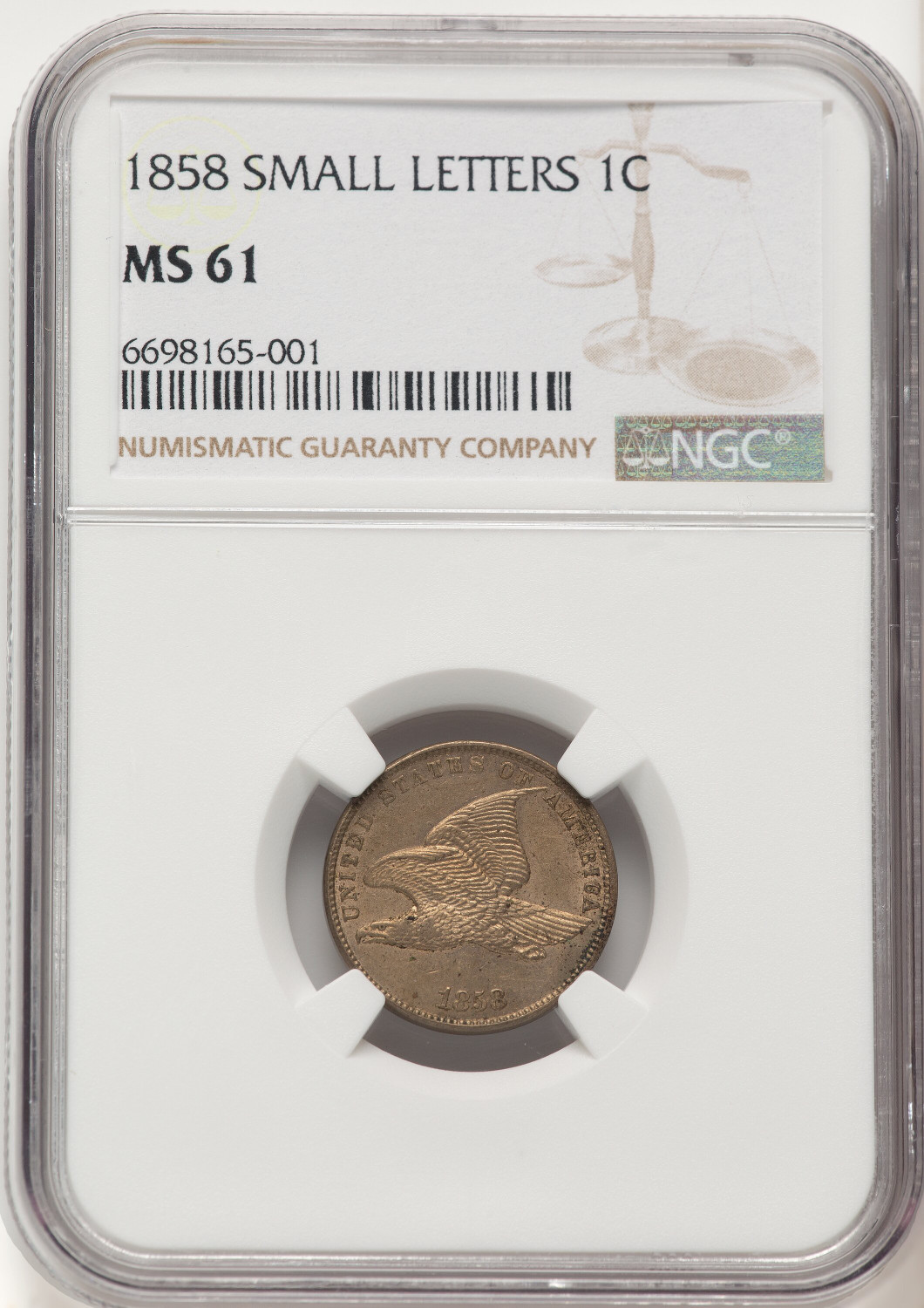 1858 1C SM LETTERS Flying Eagle Cent NGC MS61 (507651002) - LCR Coin