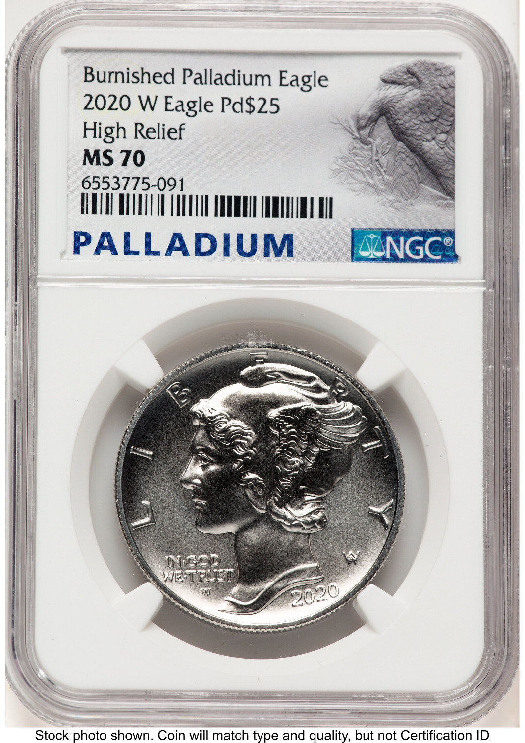 2020-W Palladium Eagle 1 oz Burnished Palladium Label NGC MS70 ...