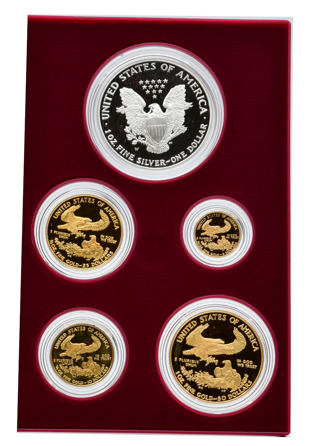 1995-W 10th Anniversary American Proof Gold and Silver Eagle 5 Coin Set