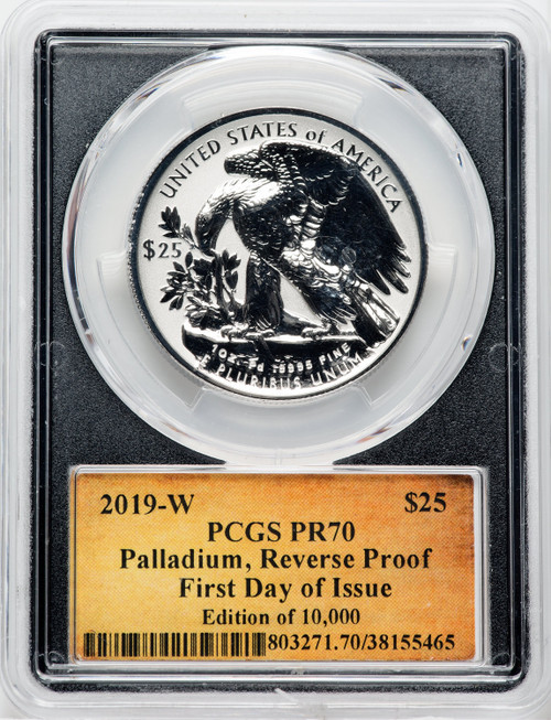 2019-W $25 Palladium Reverse Proof First Day of Issue Thomas Cleveland ...