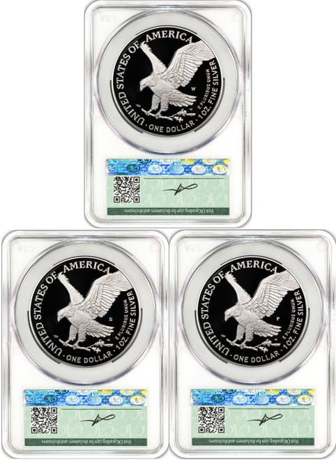 2025 250th Anniversary Armed Forces Privy Silver Eagle 3-Coin Set CACG ...