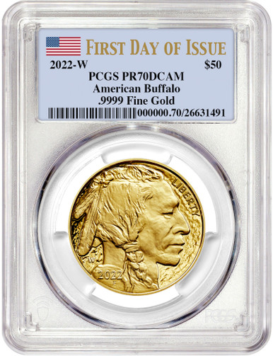2022-W $50 Gold Buffalo First Day of Issue PCGS PR70DCAM | LCR Coin