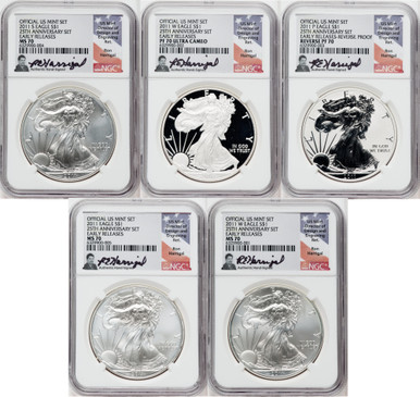 2011 Silver Eagle 5-Coin Set NCG PF70/MS70 Ron Harrigal | LCR Coin