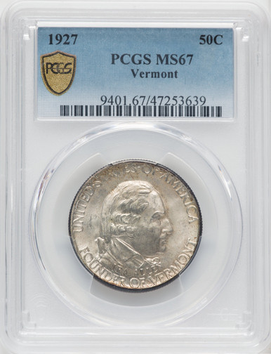 1927 50C Vermont Commemorative Silver PCGS MS67 - LCR Coin
