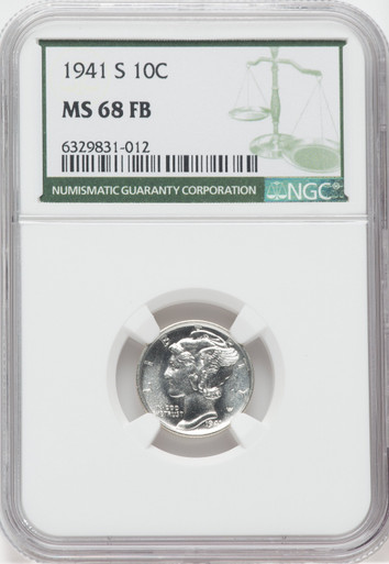 1941-S 10C FB Green Label Mercury Dime NGC MS68 - LCR Coin