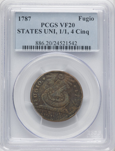1787 Fugio Cent STATES UNITED 1/Horizontal 1 BN Federal Contract ...
