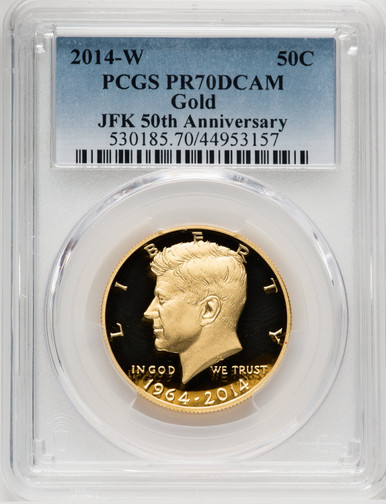 2014-W 50C Kennedy Gold 50th Anniversary Blue Gradient Proof Kennedy ...
