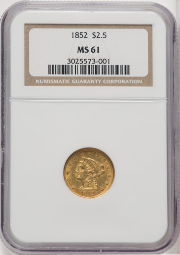 1852 $2.50 Liberty Quarter Eagle NGC MS61 (519409190) - LCR Coin