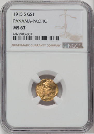 1915-S G$1 PAN-PAC Gold Dollar Commemorative Gold NGC MS67 (762961002 ...