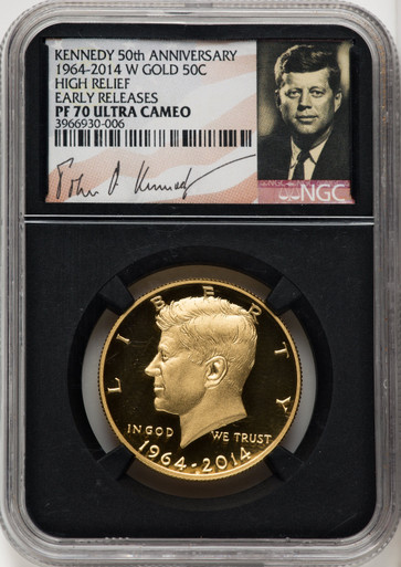 2014-W 50C Kennedy Gold 50th Anniversary First Strike Proof Kennedy ...