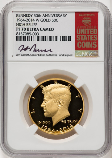 2014-W 50C Kennedy Gold 50th Anniversary Jeff Garrett Red Book Proof ...
