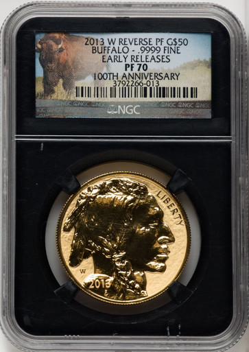 2013-W $50 One-Ounce Gold Buffalo Reverse Proof First Strike ER Bison ...
