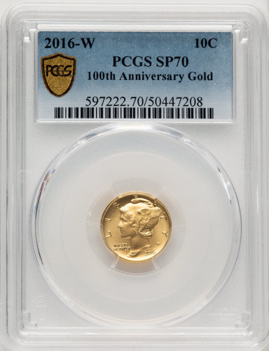 2016-W 10C Mercury Dime 100th Anniversary Gold Centennial Blue Gradient ...