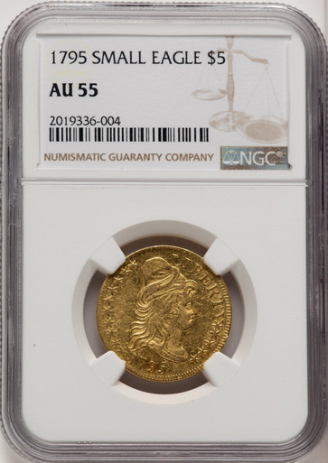 1795 $5 Small Eagle Brown Label Early Half Eagle NGC AU55 - LCR Coin