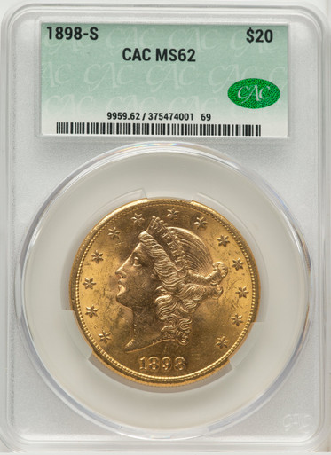 1898-S $20 Liberty Double Eagle CACG MS62 (177262305) - LCR Coin